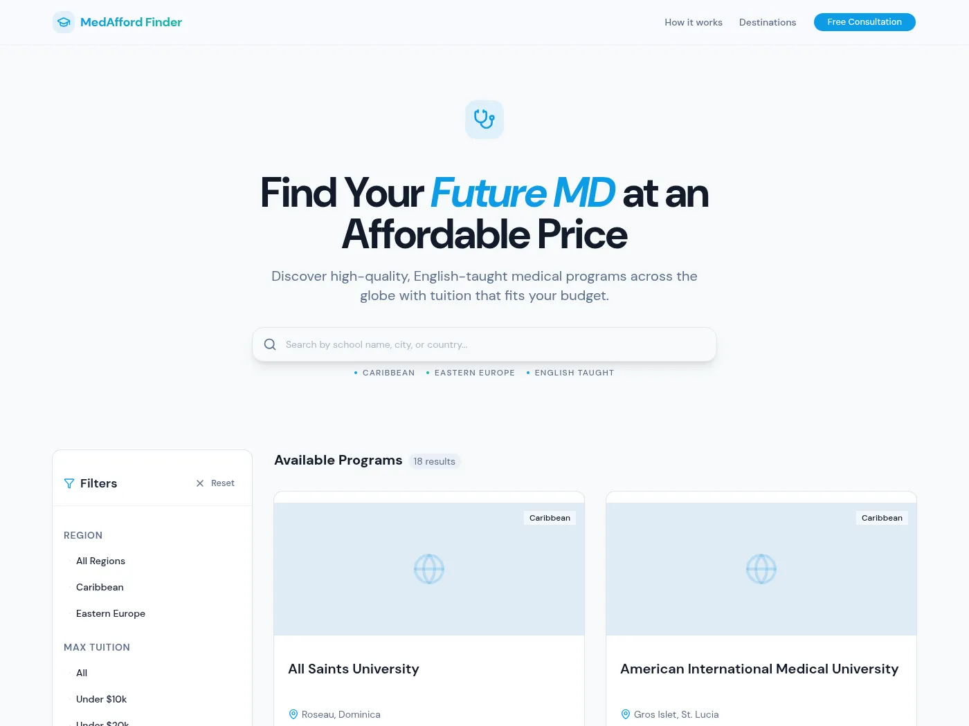 Low Tuition Med Finder