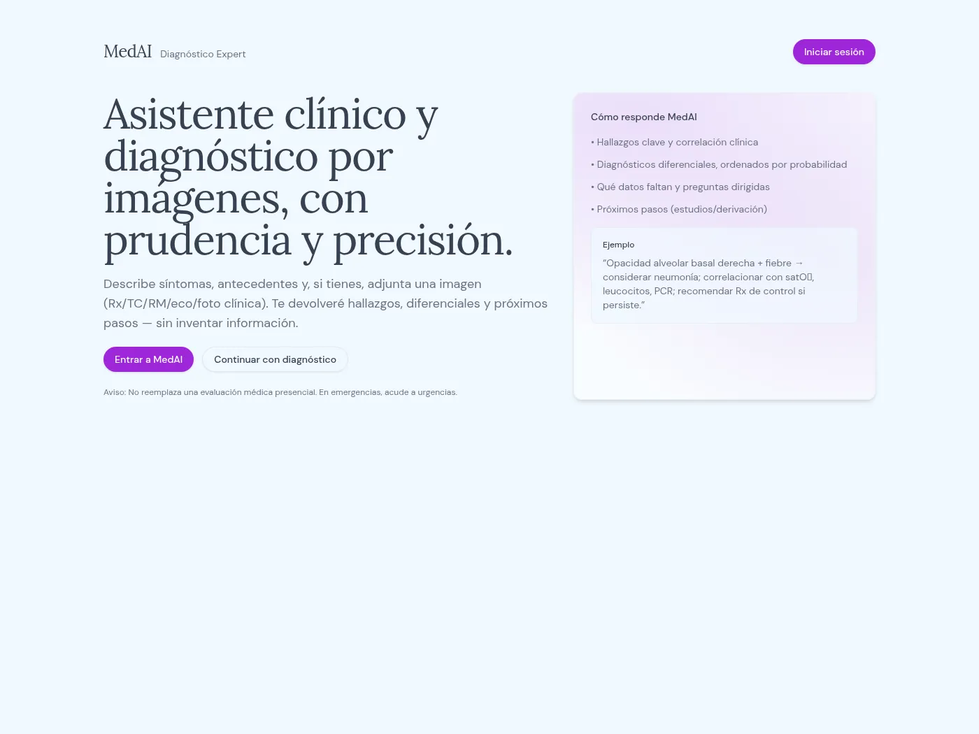 MedAI Diagnóstico Expert