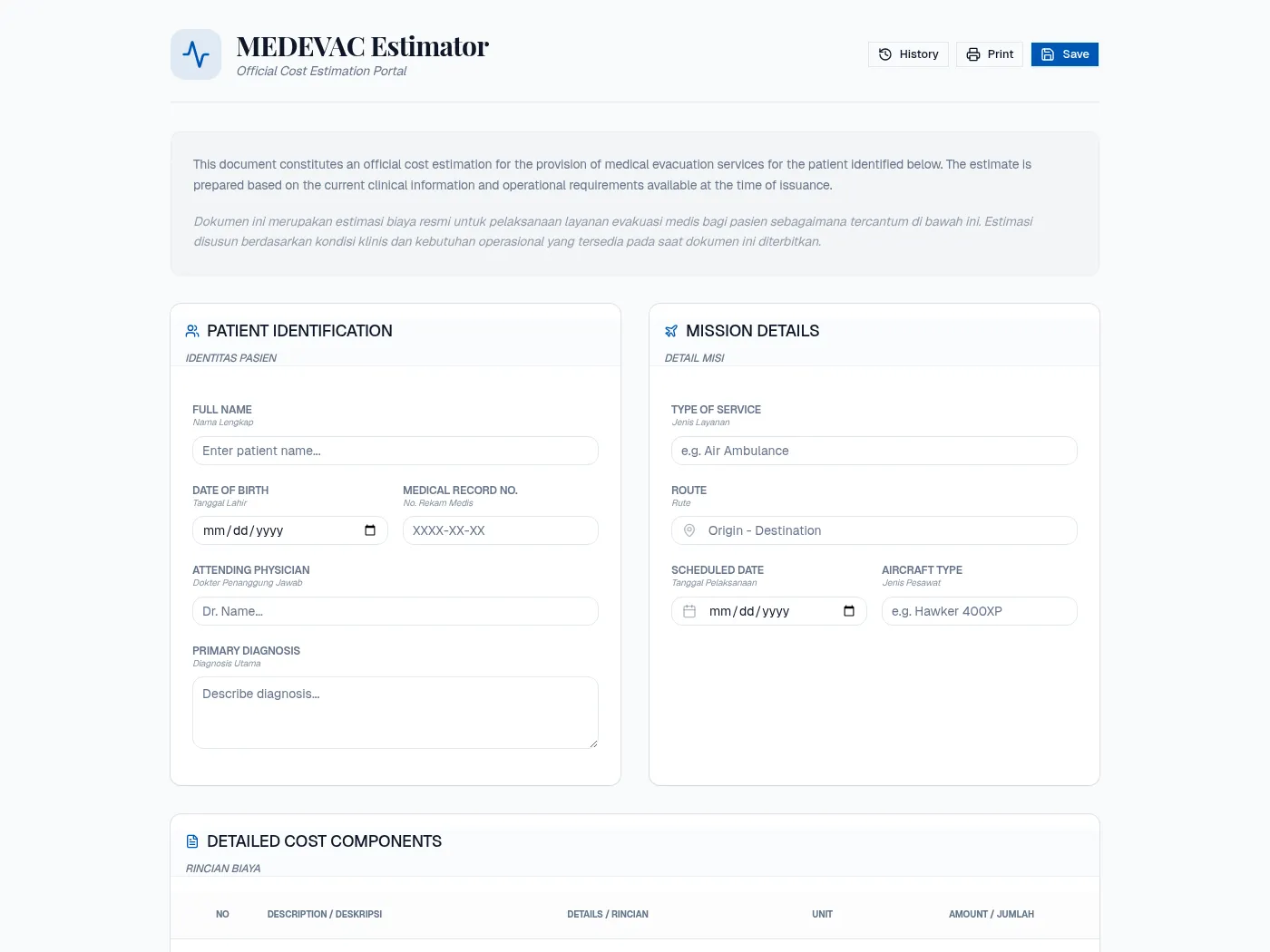 MEDEVAC Cost Estimator