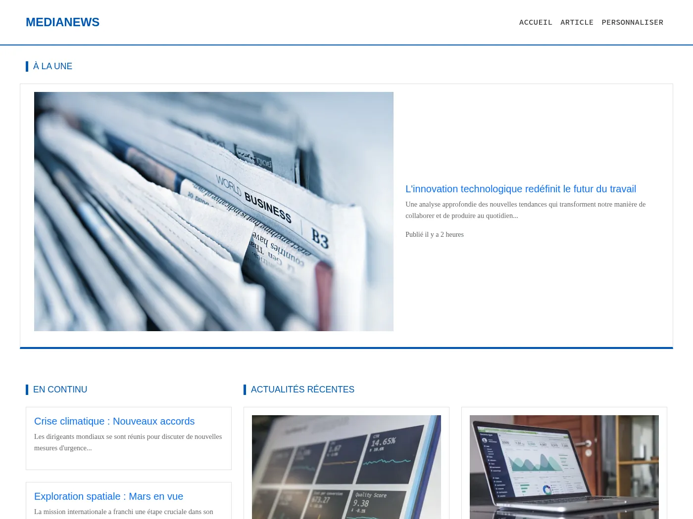 MediaNews Web Maquette