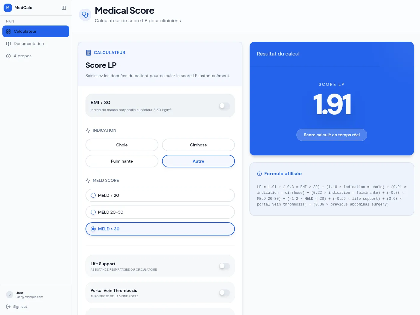 Medical Score Calculator