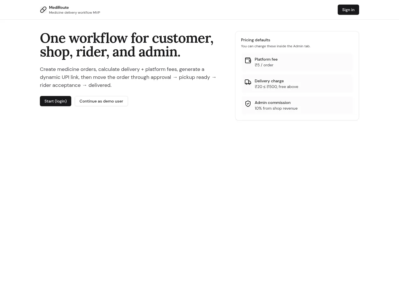 MediRoute Delivery Platform
