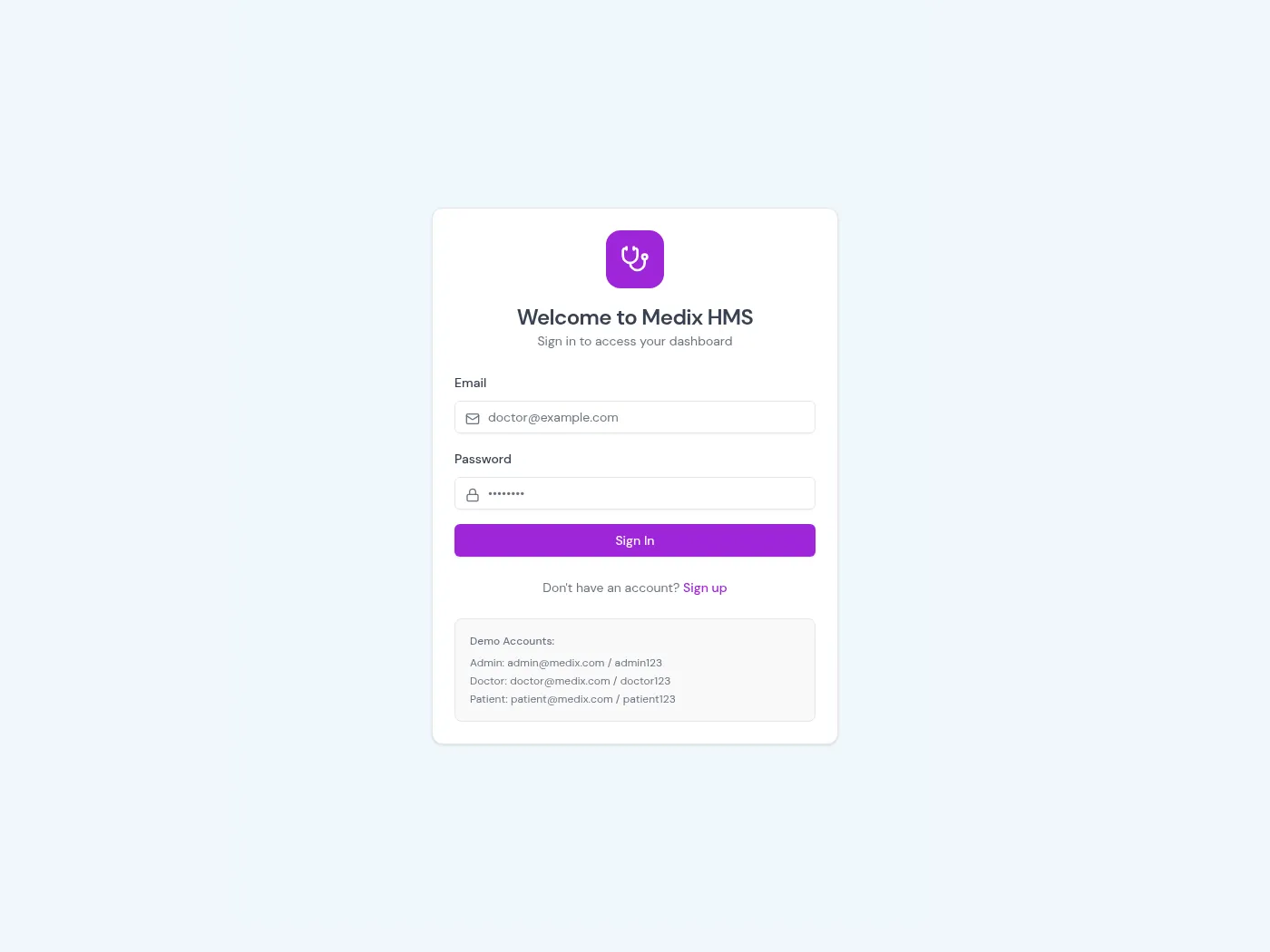 Medix HMS Web App