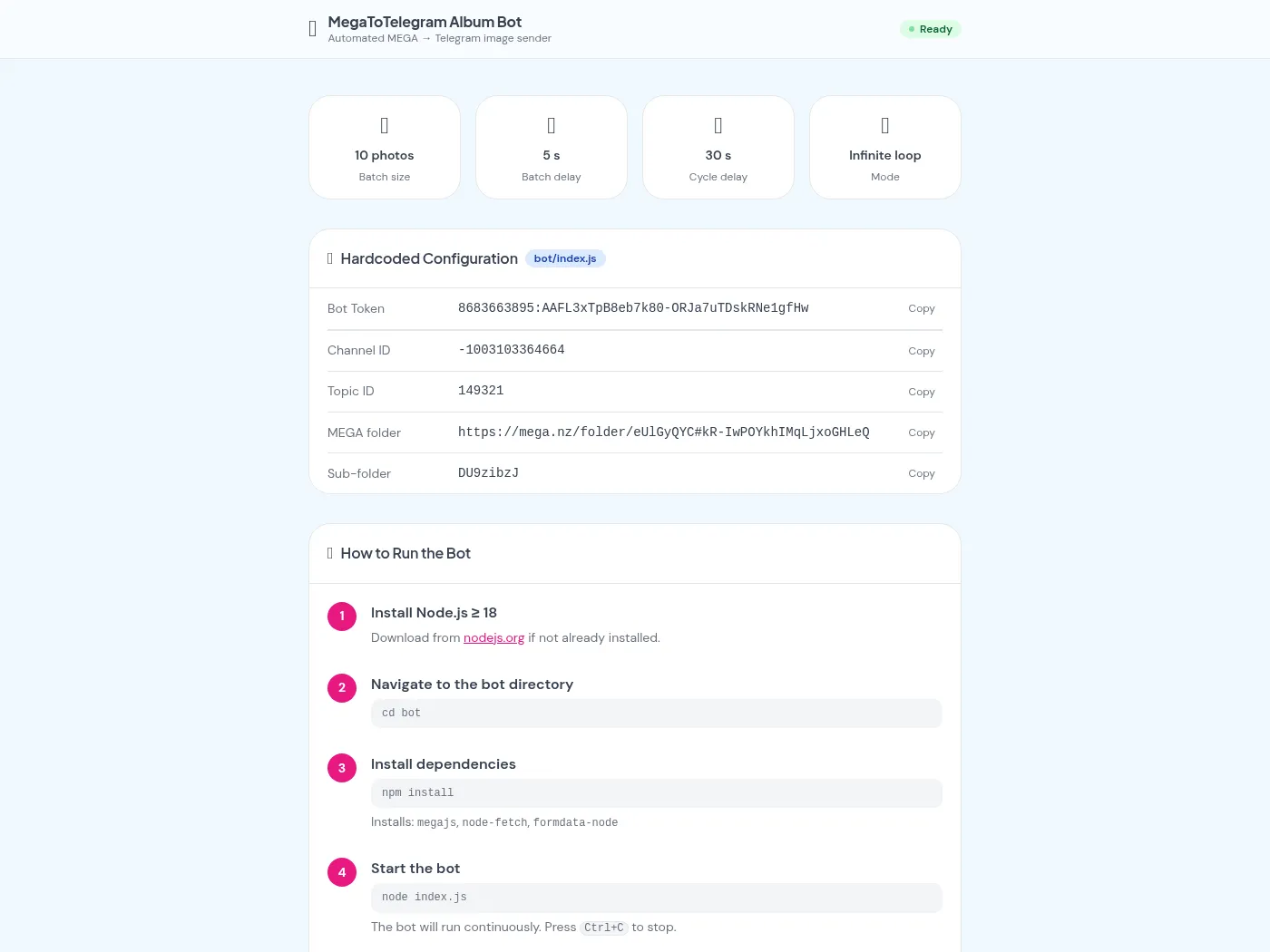 MegaToTelegram Album Bot