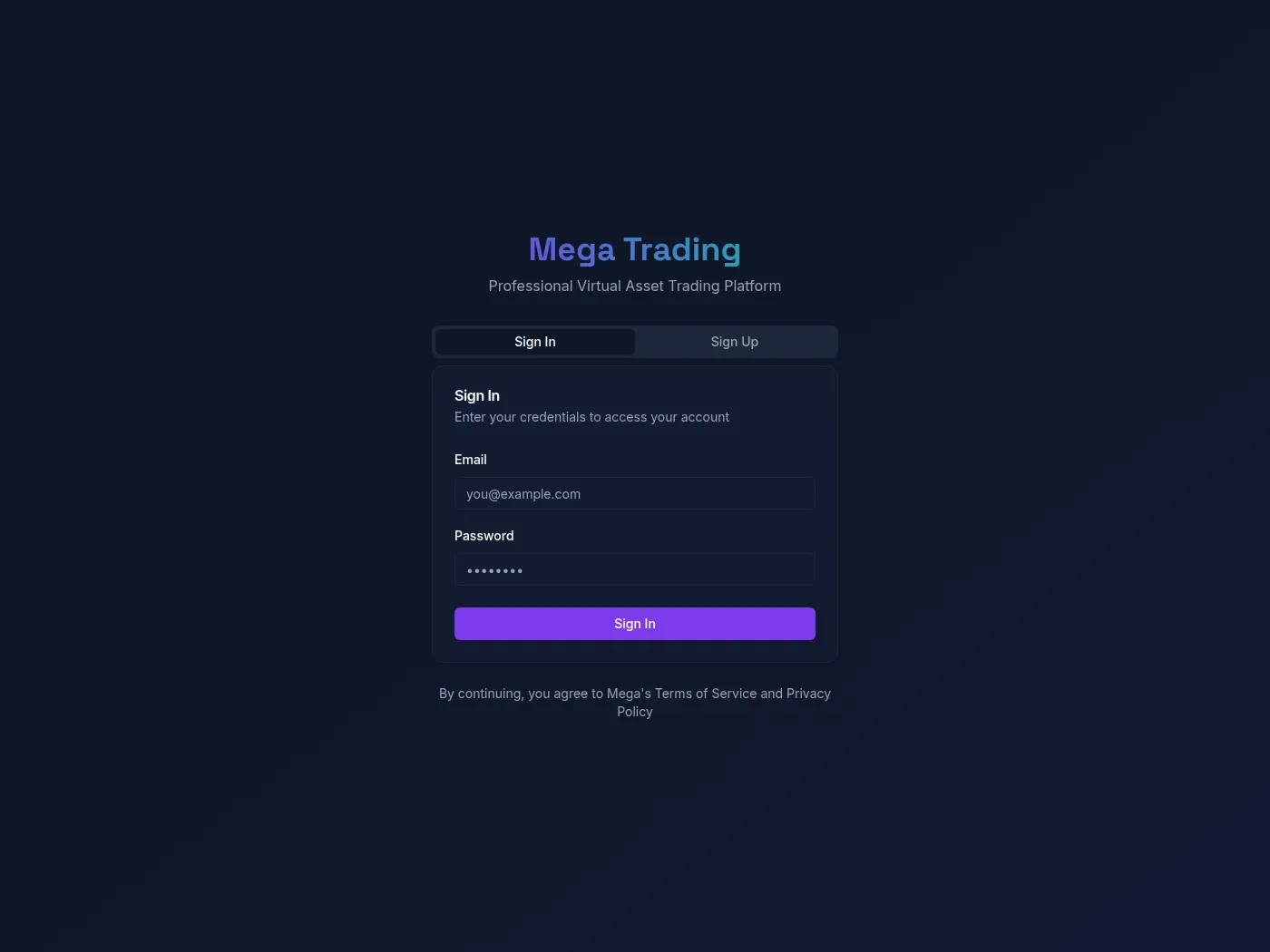 Mega Virtual Trading Platform