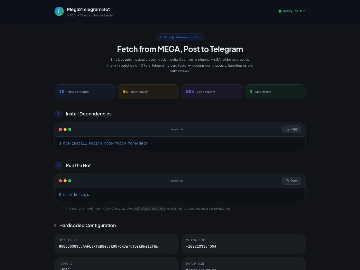 Mega2Telegram Bot