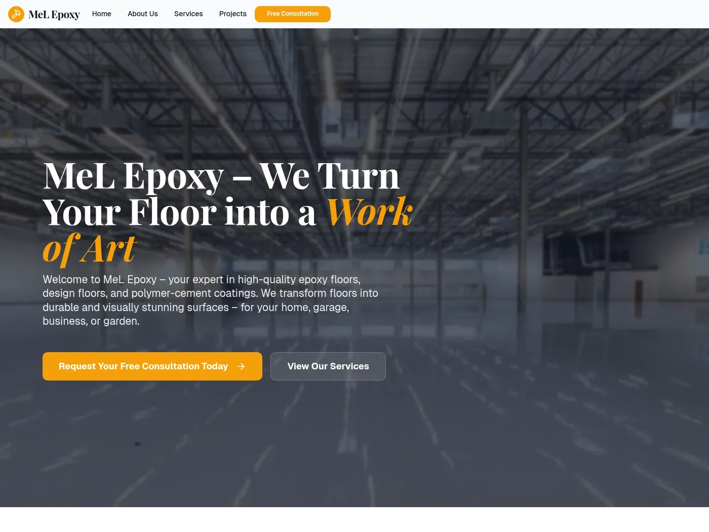 MeL Epoxy Landing Page