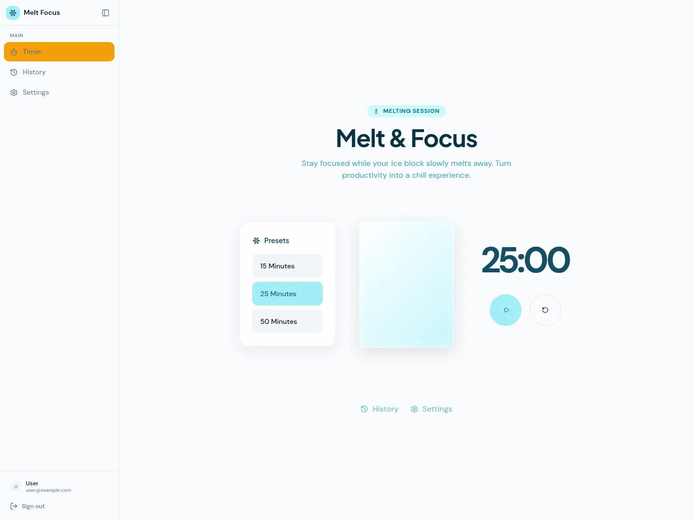 Melt Timer Focus