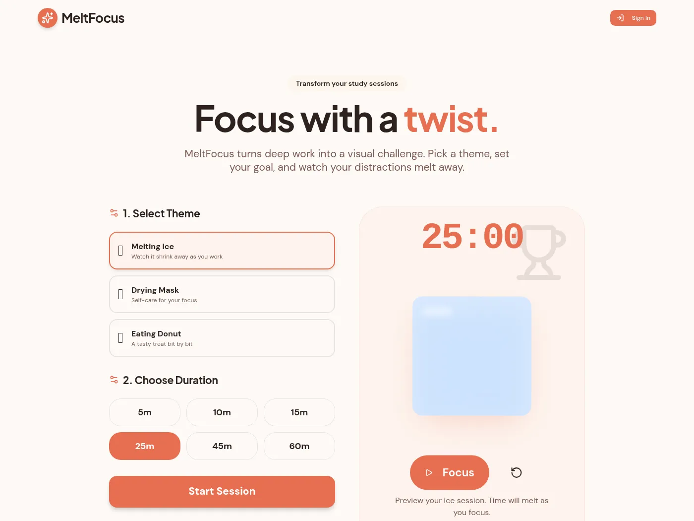 MeltFocus Study Timer