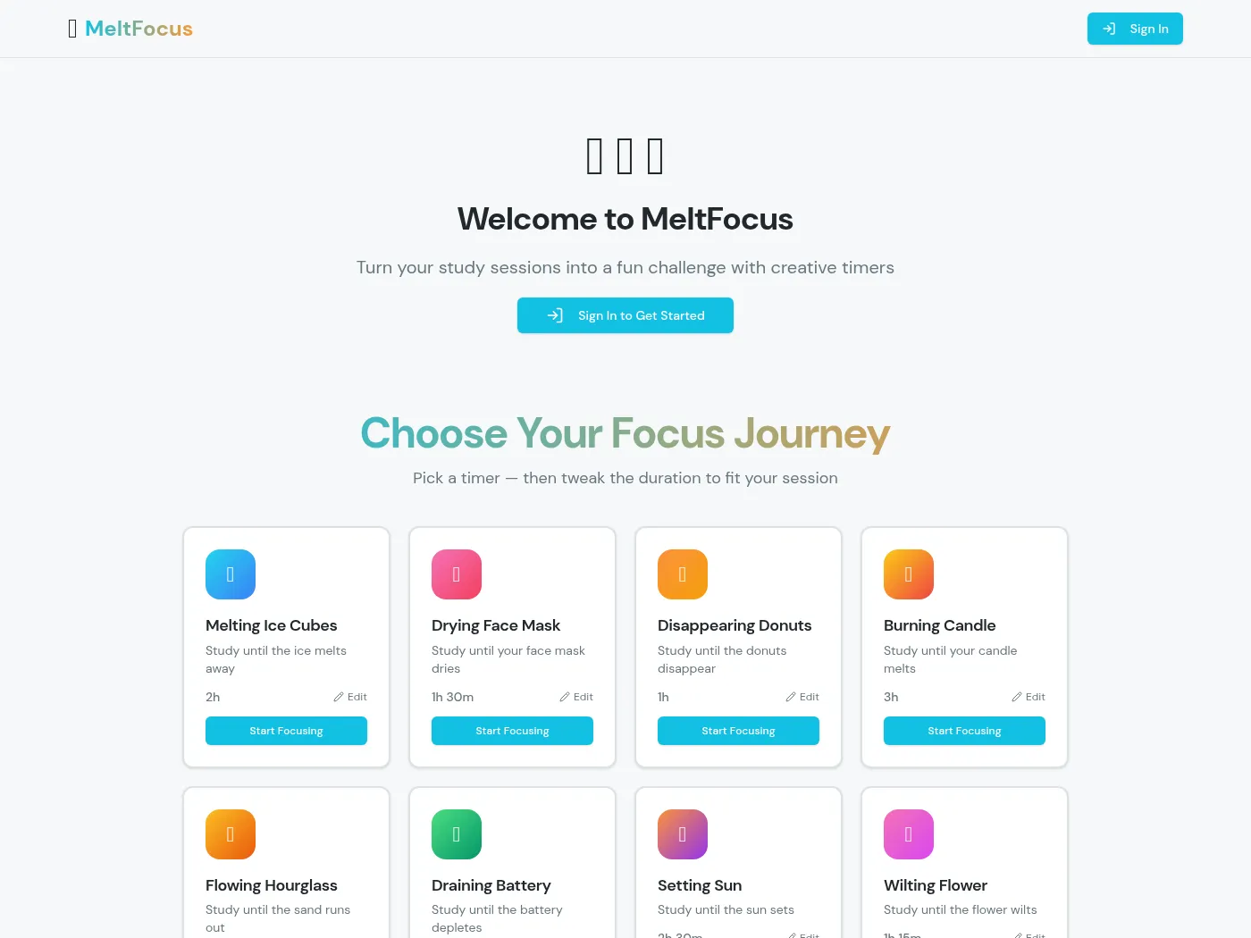 MeltFocus Study Timer