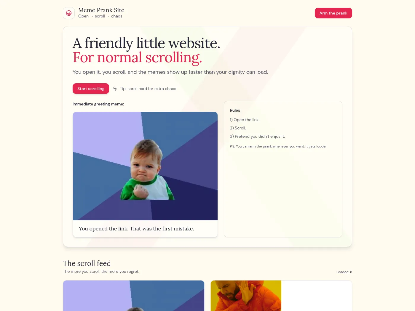 Meme Prank Site