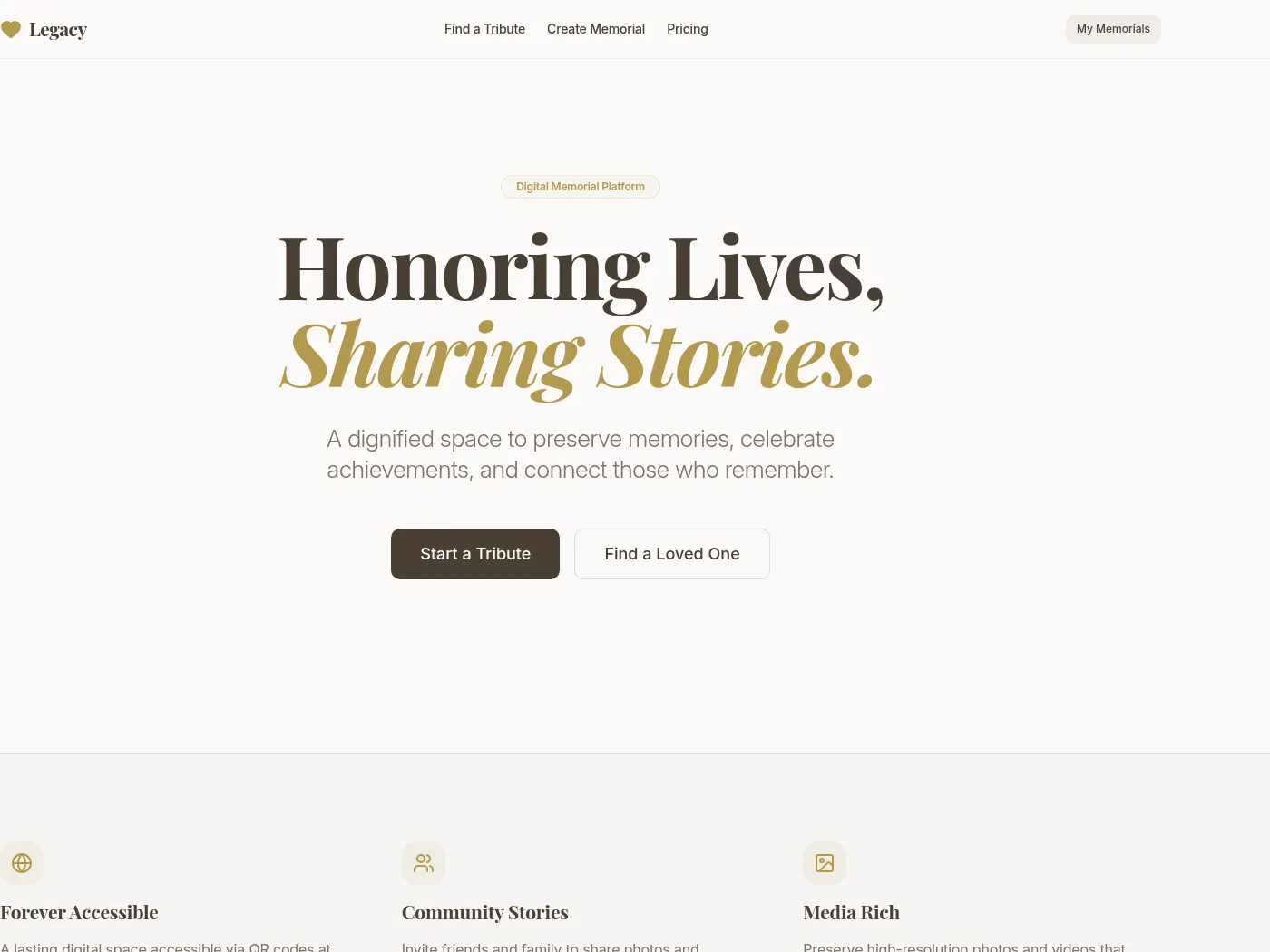 Legacy Tribute Platform