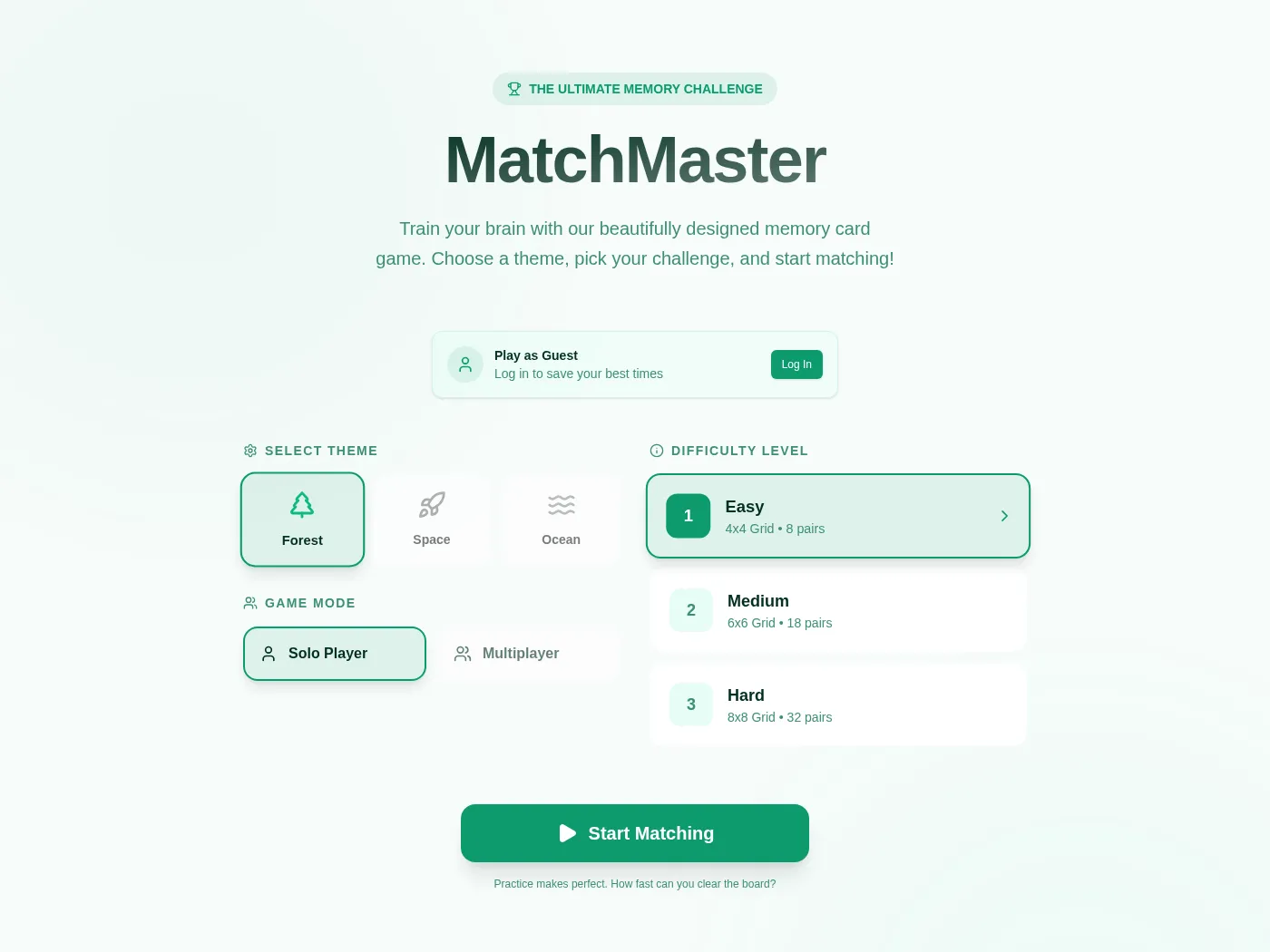 MatchMaster Memory Game