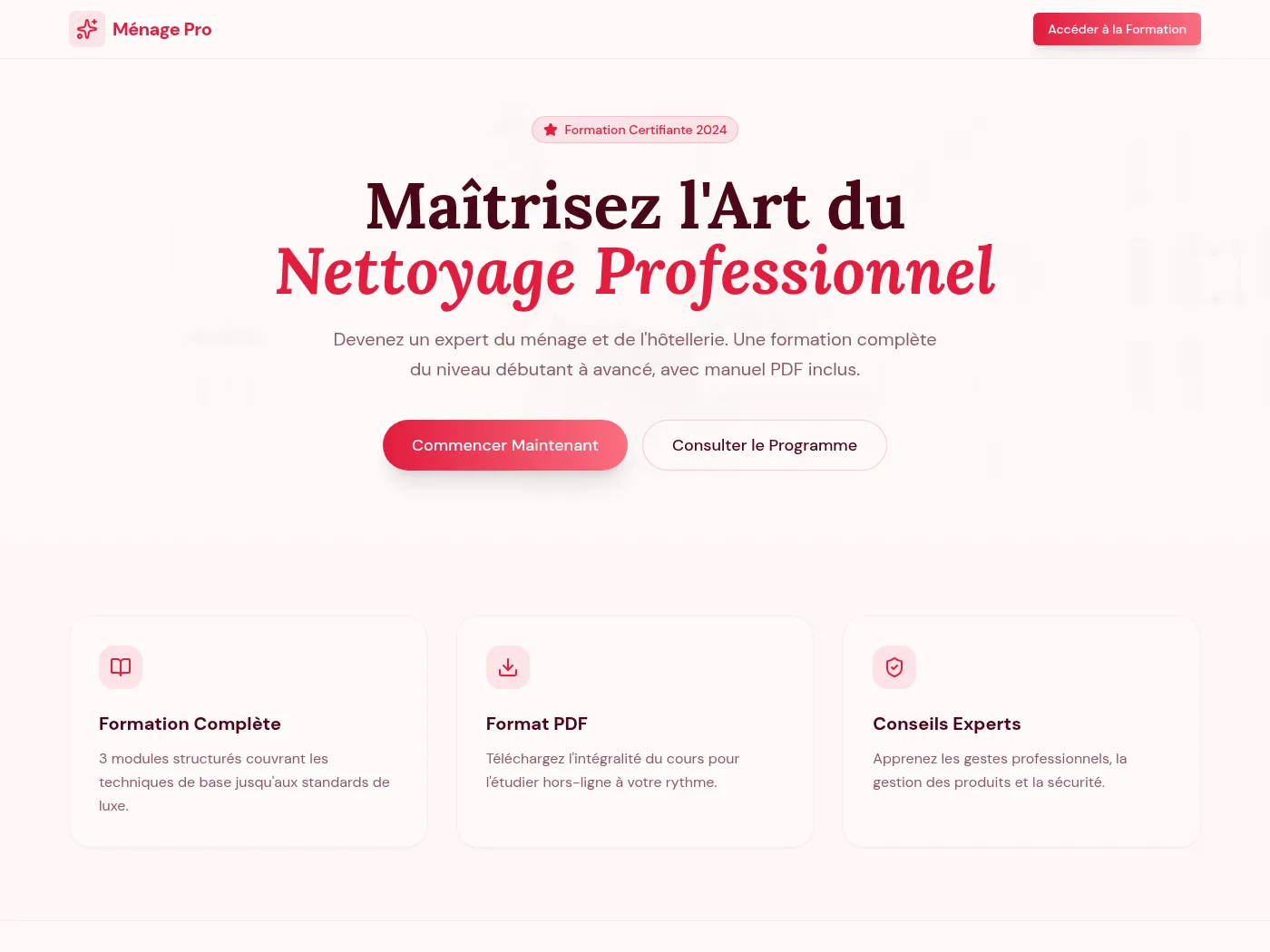 Formation Ménage Pro