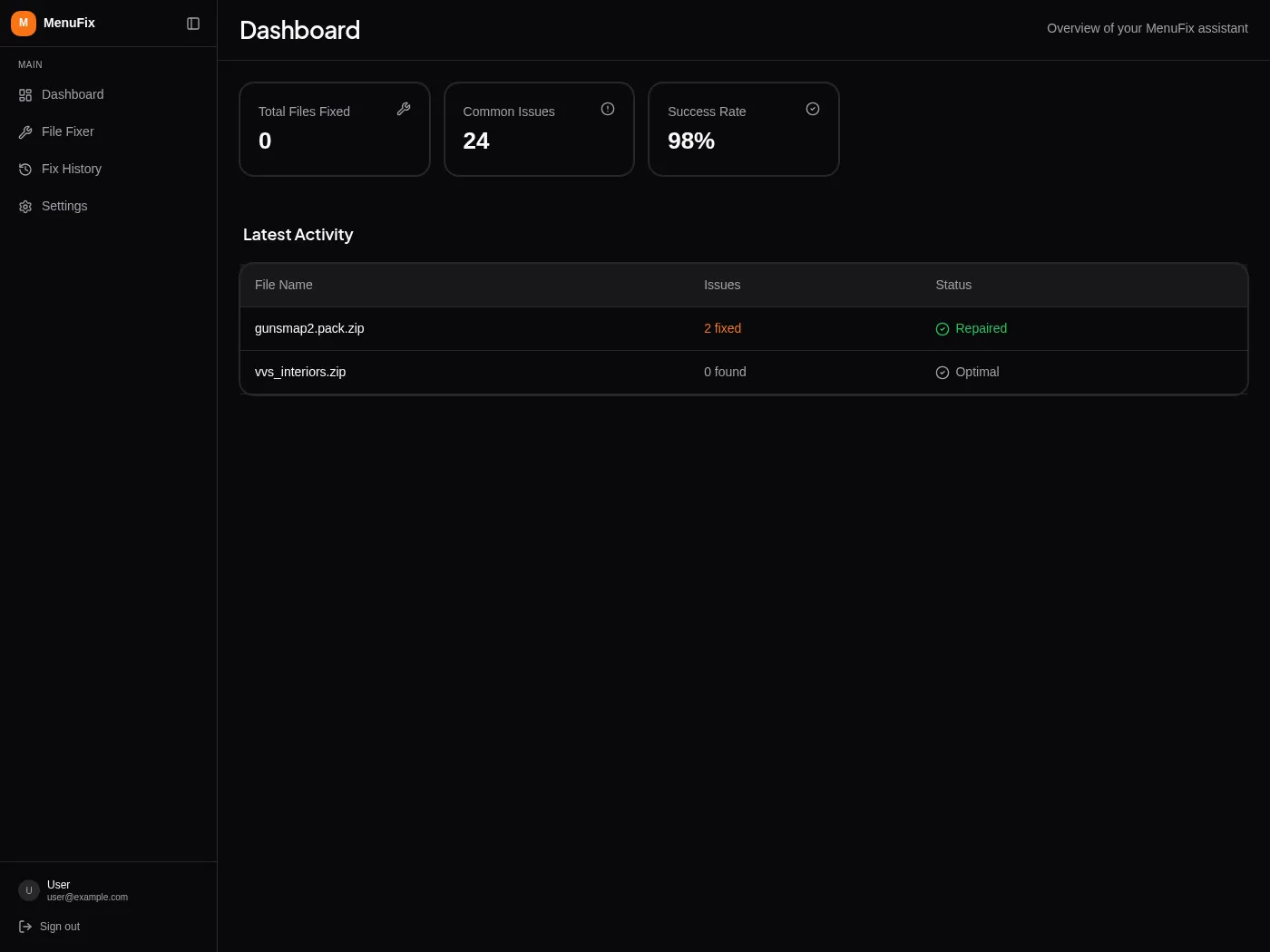 MenuFix Web Assistant