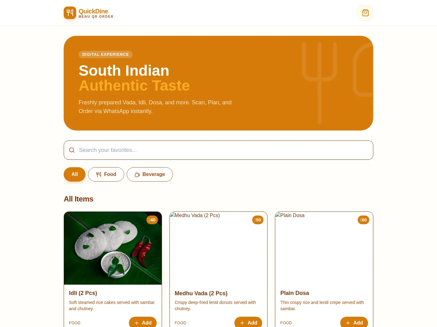 QuickDine Menu QR