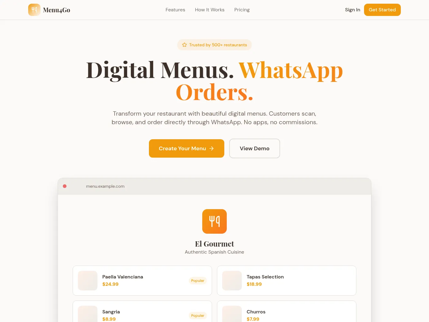 Menu4Go Digital Menu SaaS