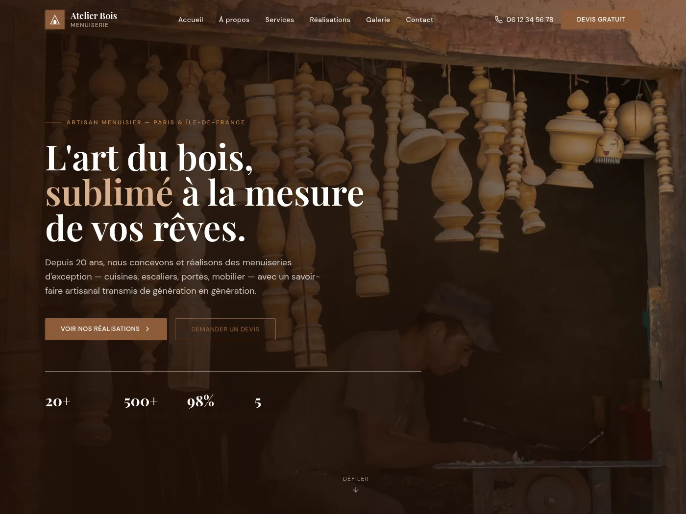 Menuiserie Showcase Site