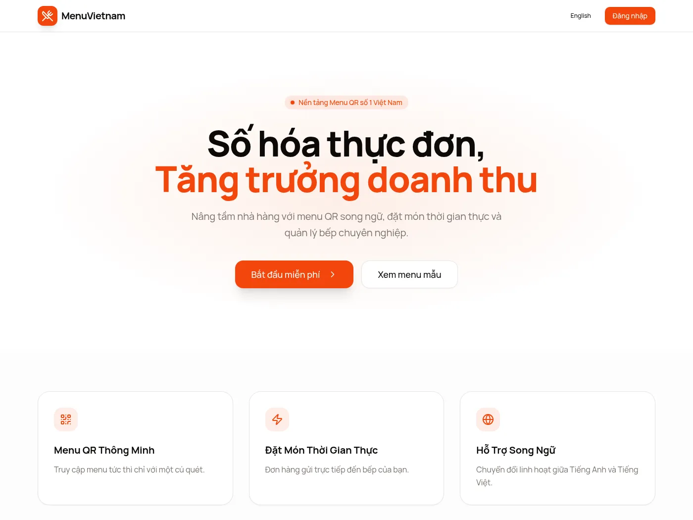 MenuVietnam QR Ordering