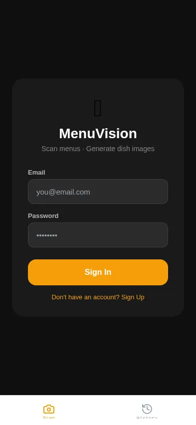 MenuVision Camera App