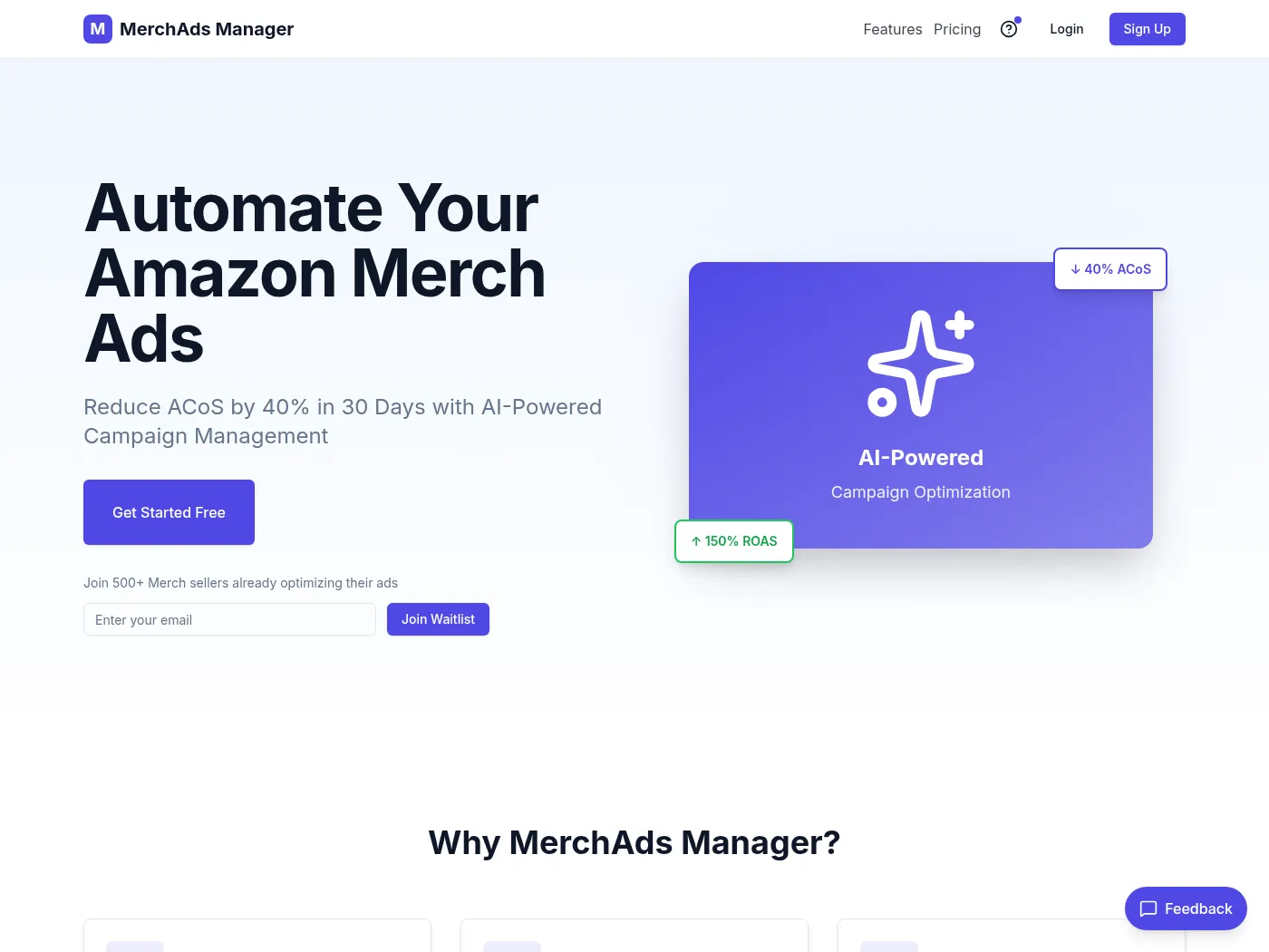 MerchAds Manager – SaaS Dashboards for Amazon Merch Ad Campaigns