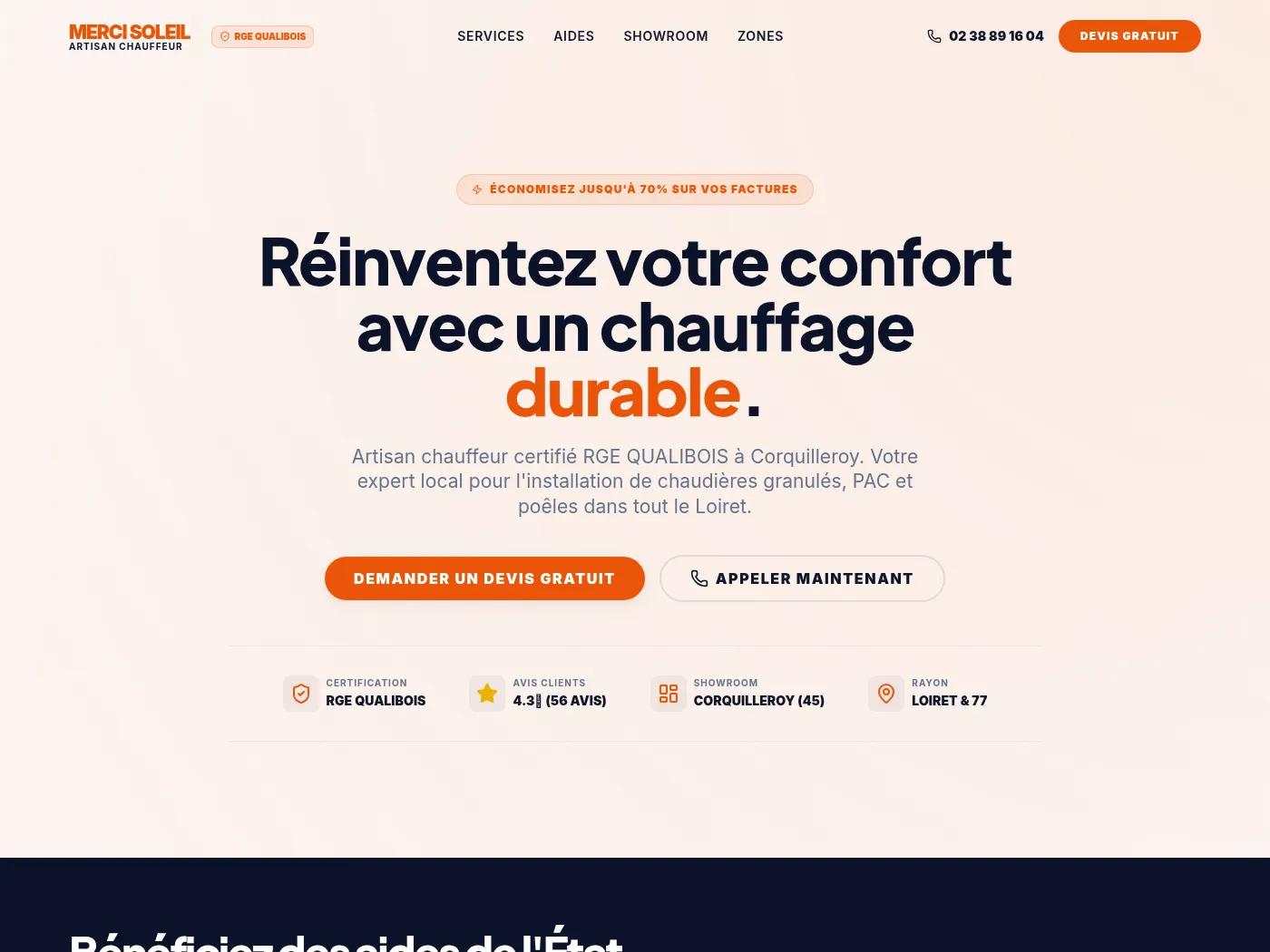 Merci Soleil Landing Page
