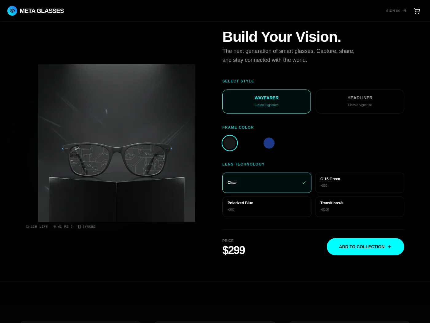 Meta Glasses Cart Widget