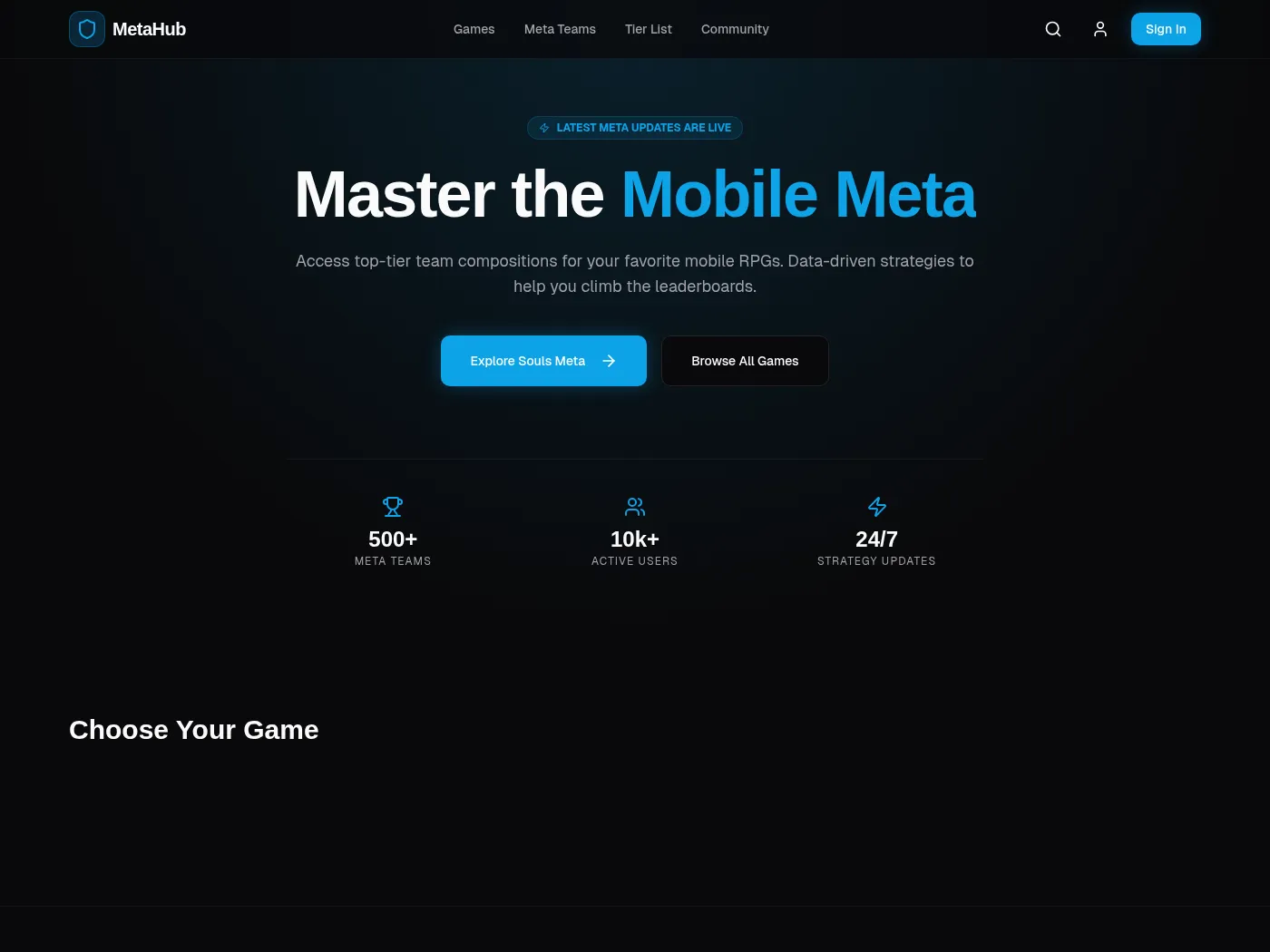 Meta Game Teams Hub