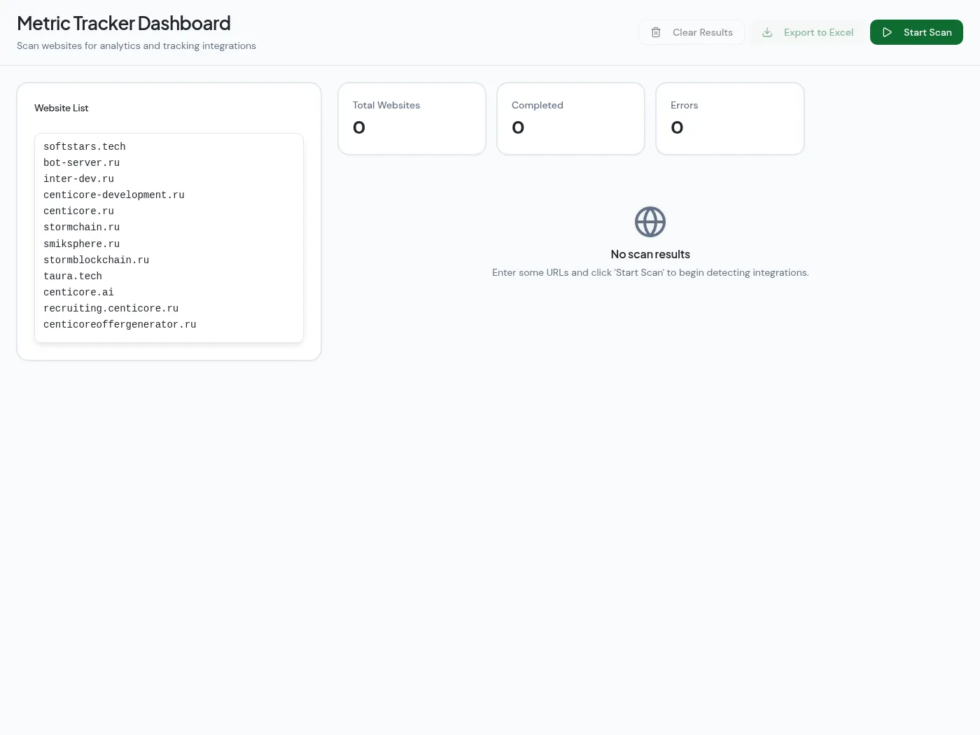 Metric Tracker Dashboard