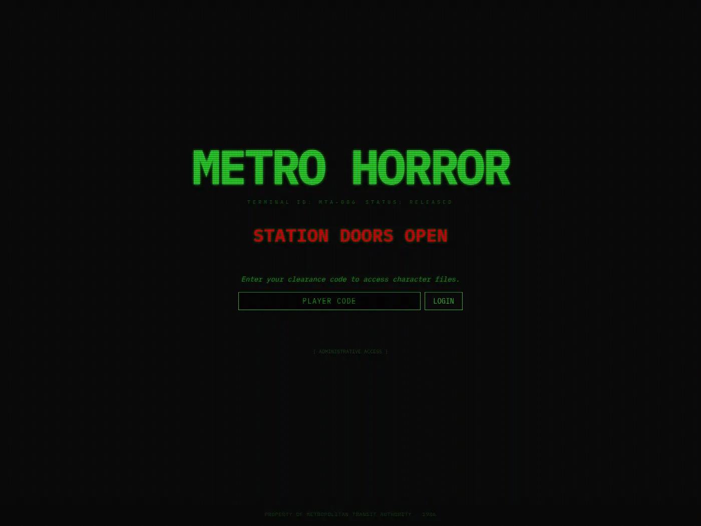 Metro Horror RPG Site
