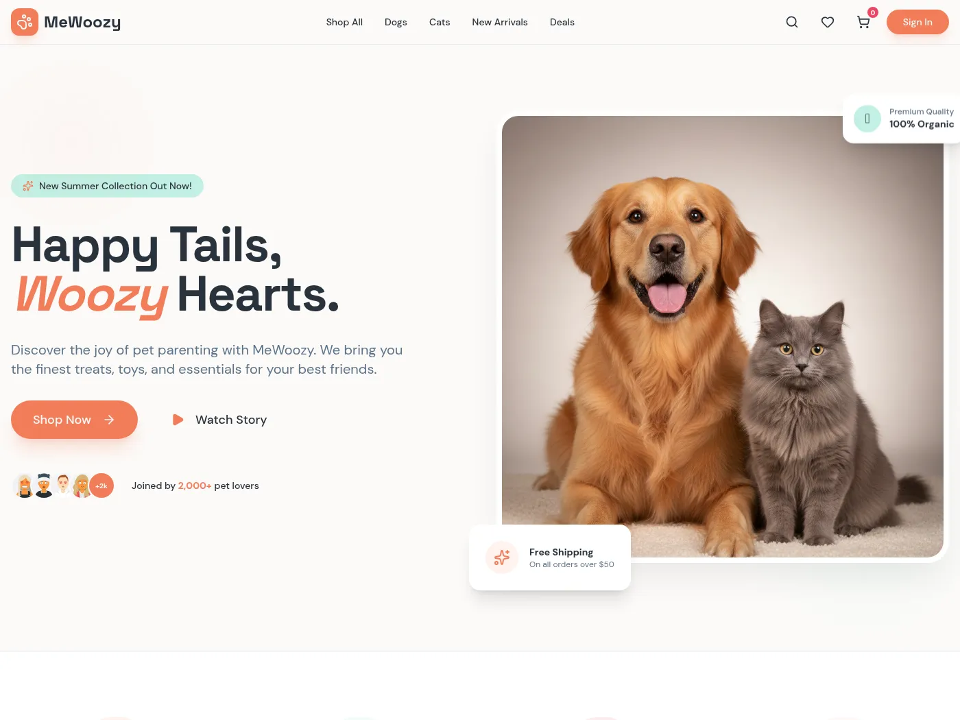 MeWoozy Pet Store Page