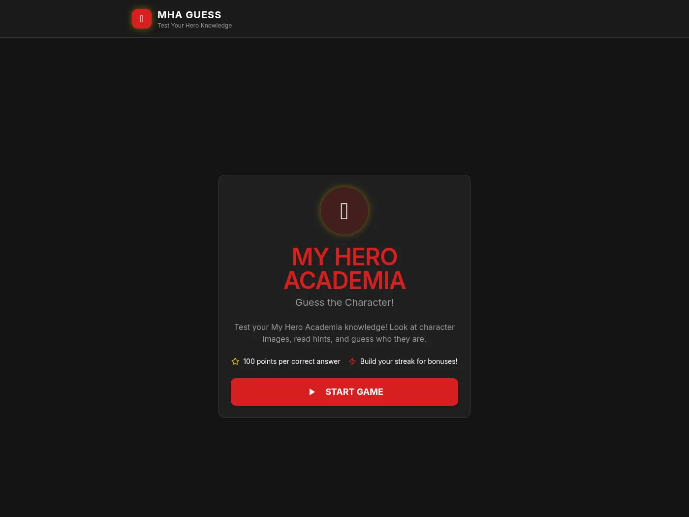 Hero Academia Guess Game