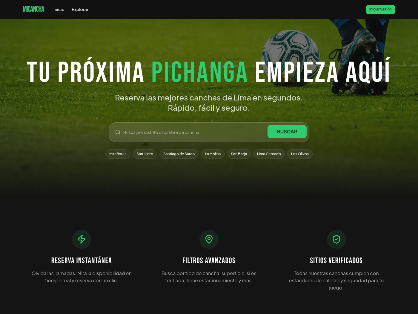 MiCancha: Reserva tu Cancha