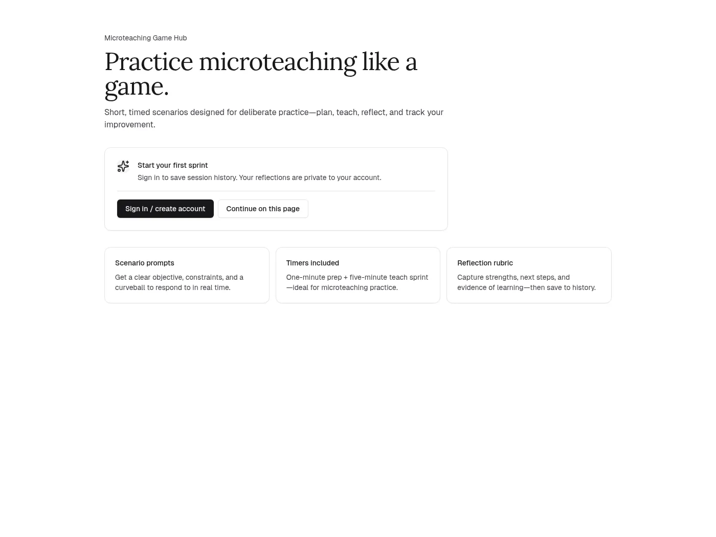 Microteaching Game Hub