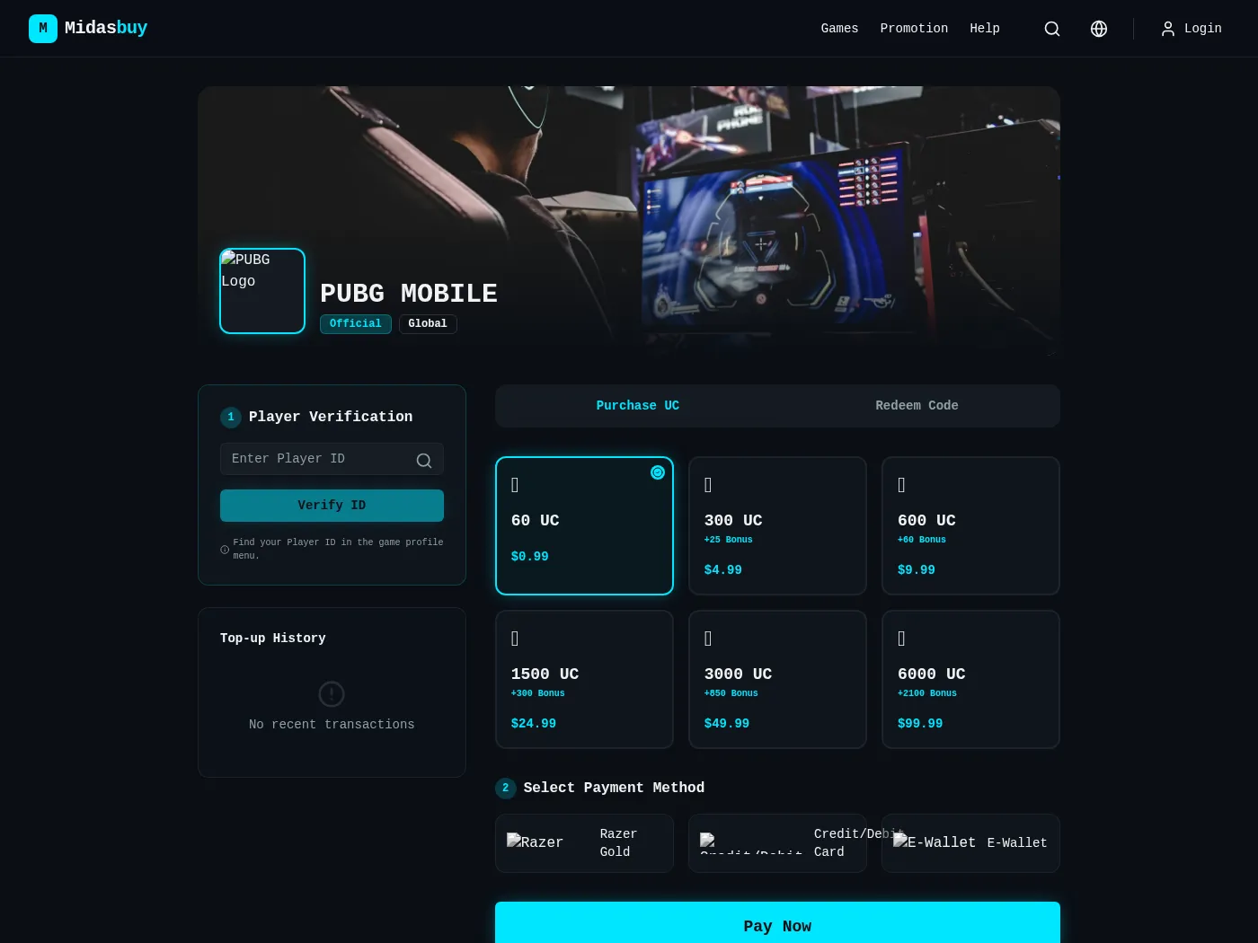 Midasbuy PUBG UC Clone