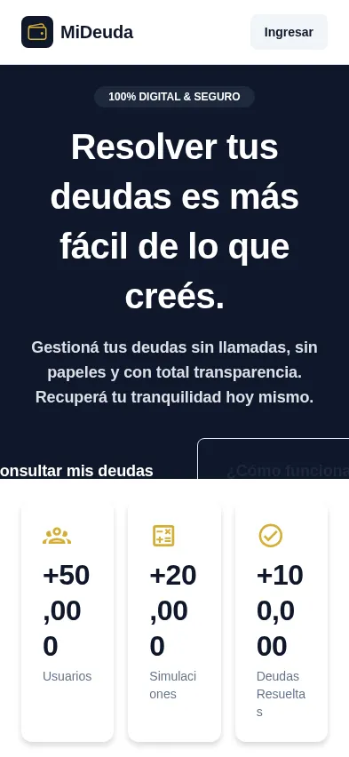 MiDeuda Minimal UI