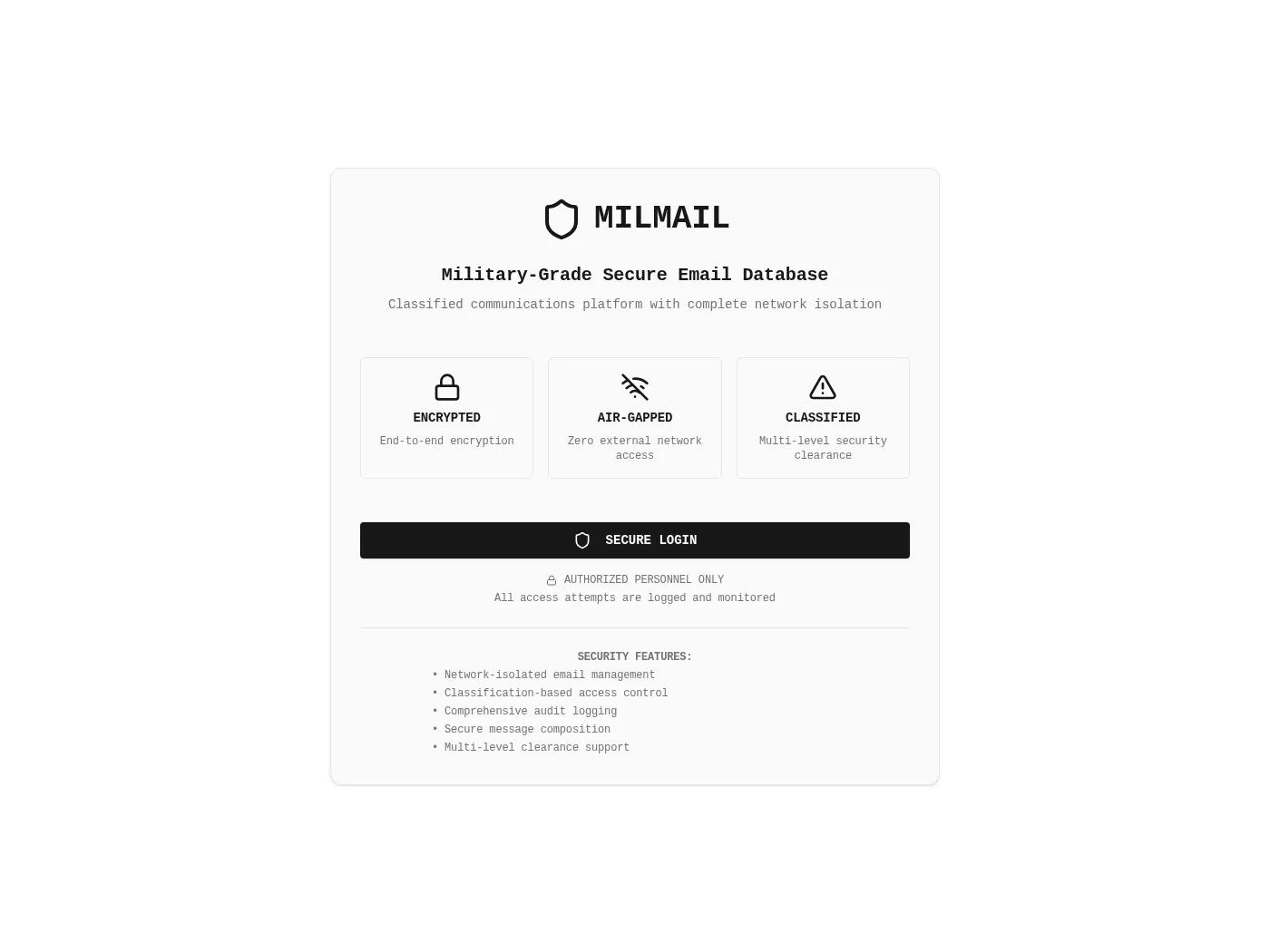 Secure Military Email DB