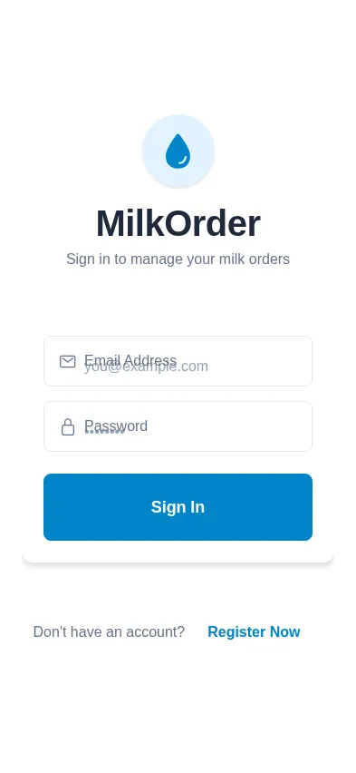 MilkOrder Mobile App