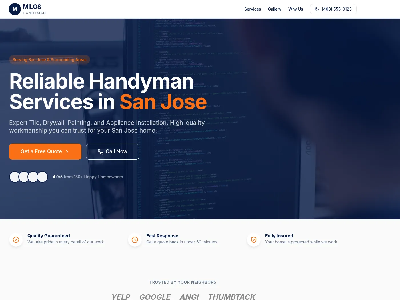 Milos Handyman Leads Site