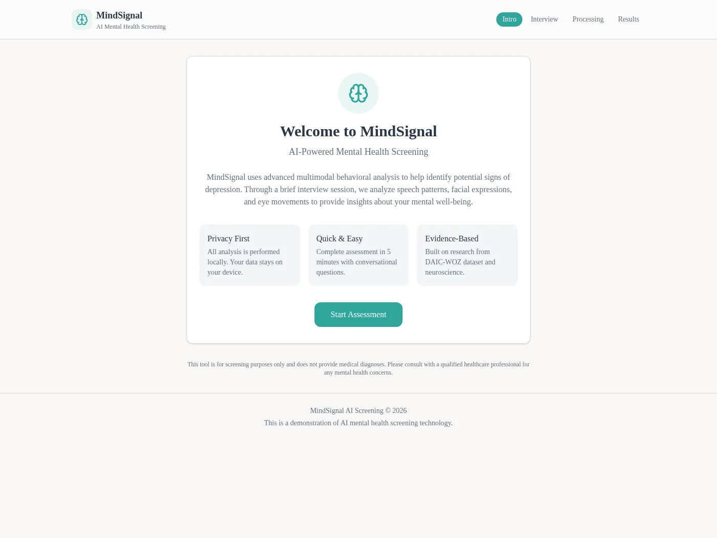 MindSignal AI Screening