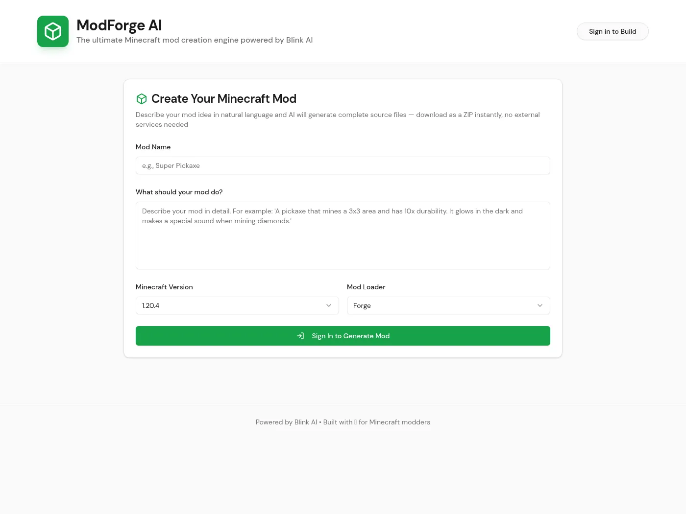 Minecraft AI Mod Builder Platform (Remix)