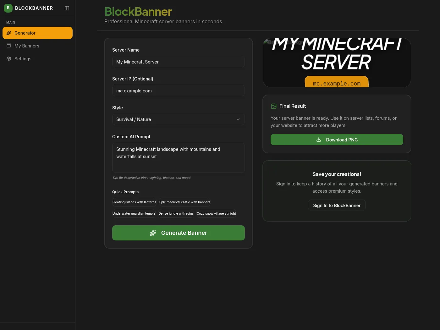 Minecraft Server Banner