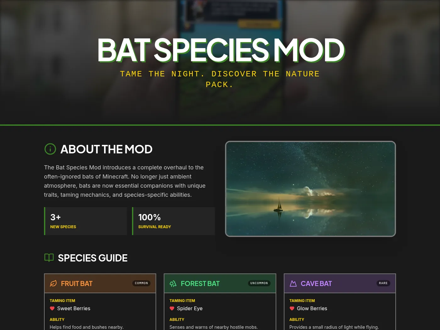 Bat Species Minecraft Mod
