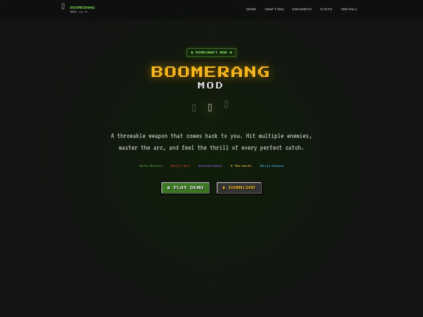 Minecraft Boomerang Mod