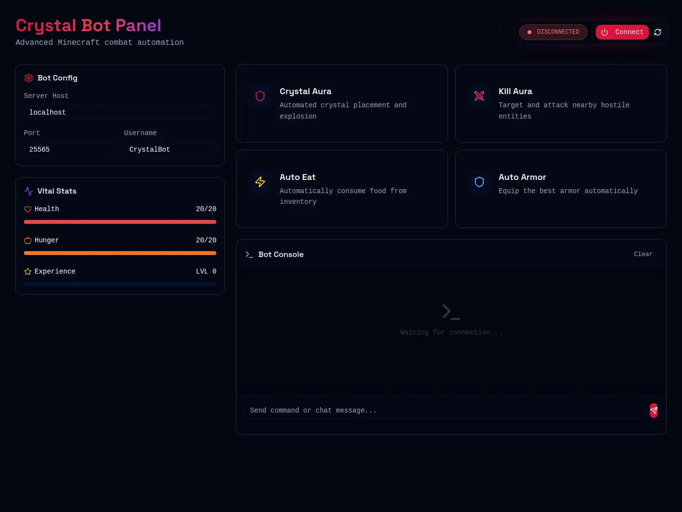 Crystal PVP Bot Panel