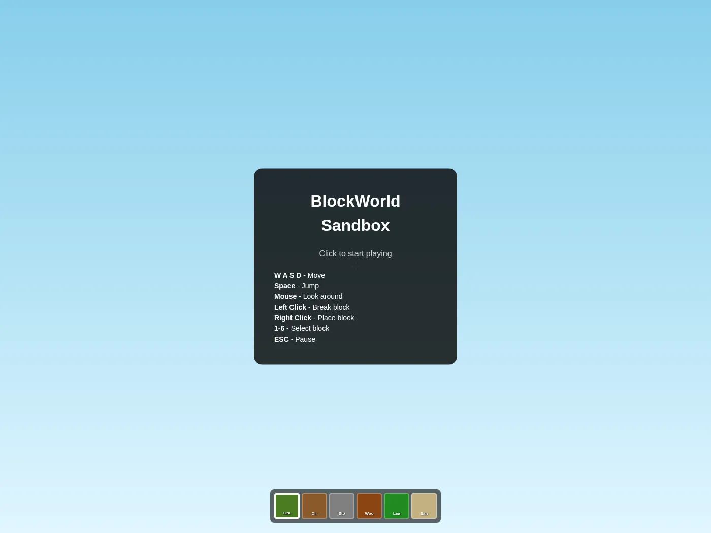 BlockWorld Sandbox