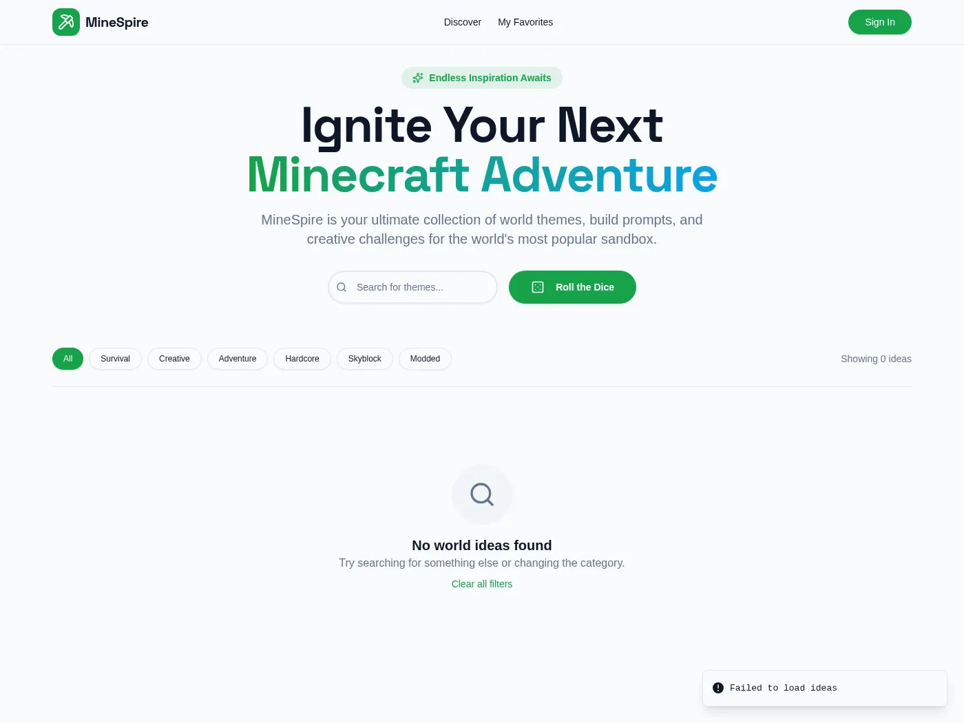 Minecraft World Idea App