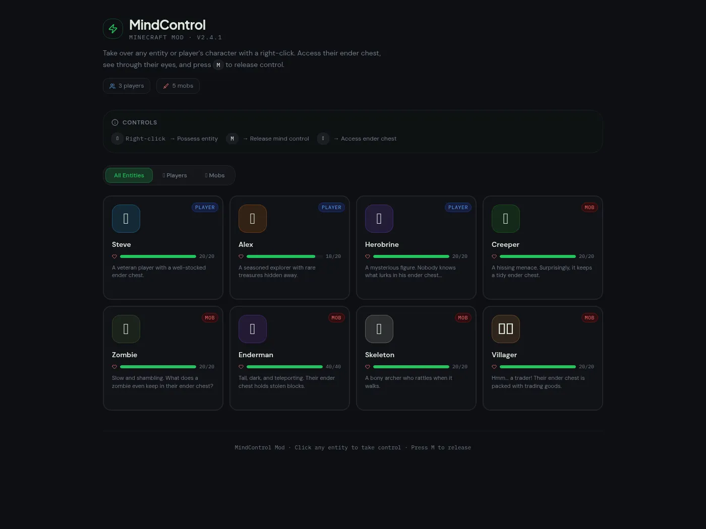 Minecraft MindControl Tool