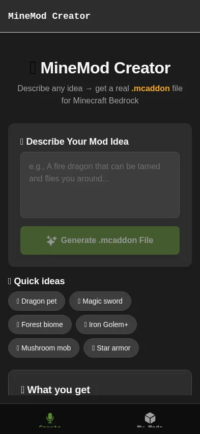 MineMod Creator AI