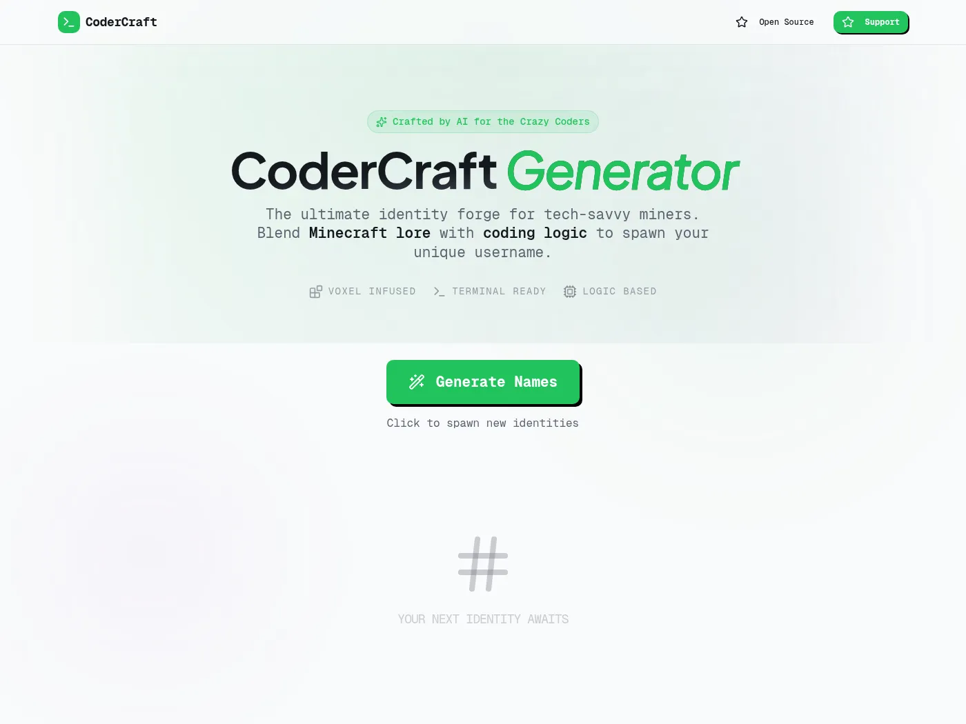 CoderCraft Name Generator